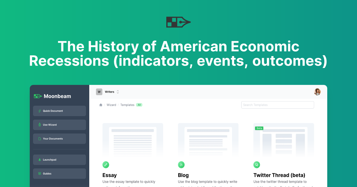 Moonbeam - The History of American Economic Recessions (indicators ...